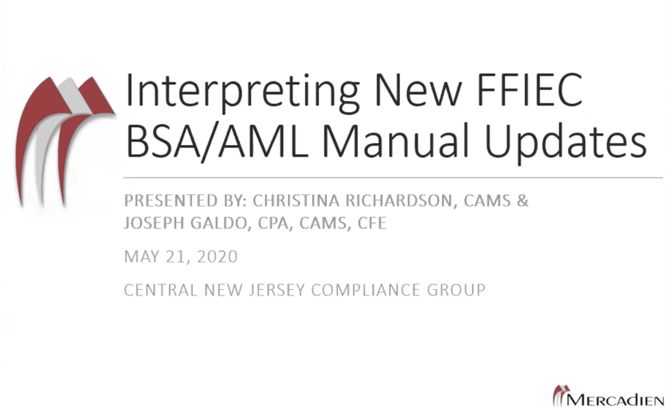 Interpreting FFIEC BSA/AML Manual Updates - Mercadien